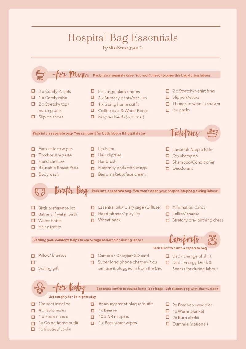 Hospital Birth Bag Checklist- What To Pack For Labour – Miss Kyree Loves